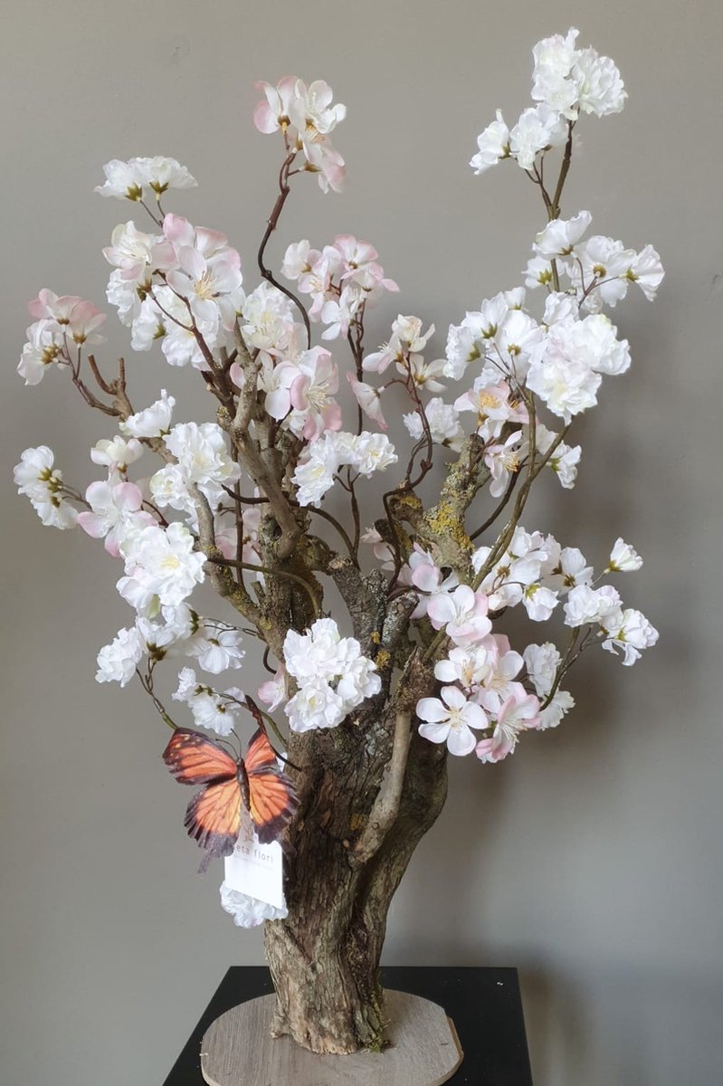 Seta Fiori - Bonsai kersen bloesem - kunstplant - 55cm - roze / wit ...