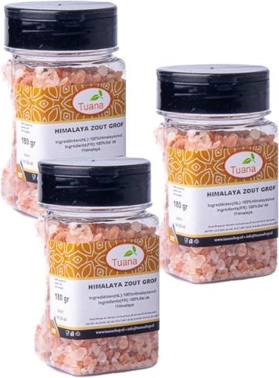 TUANA KRUIDEN-Himalaya zout (grof) 180 gram x 3 - KEUKENZOUT | bol.com