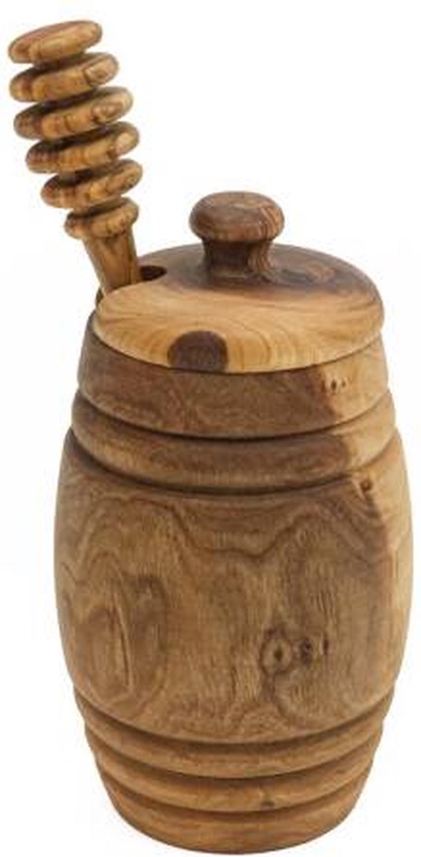 Honingpot met houten lepel, olijfhout | bol.com