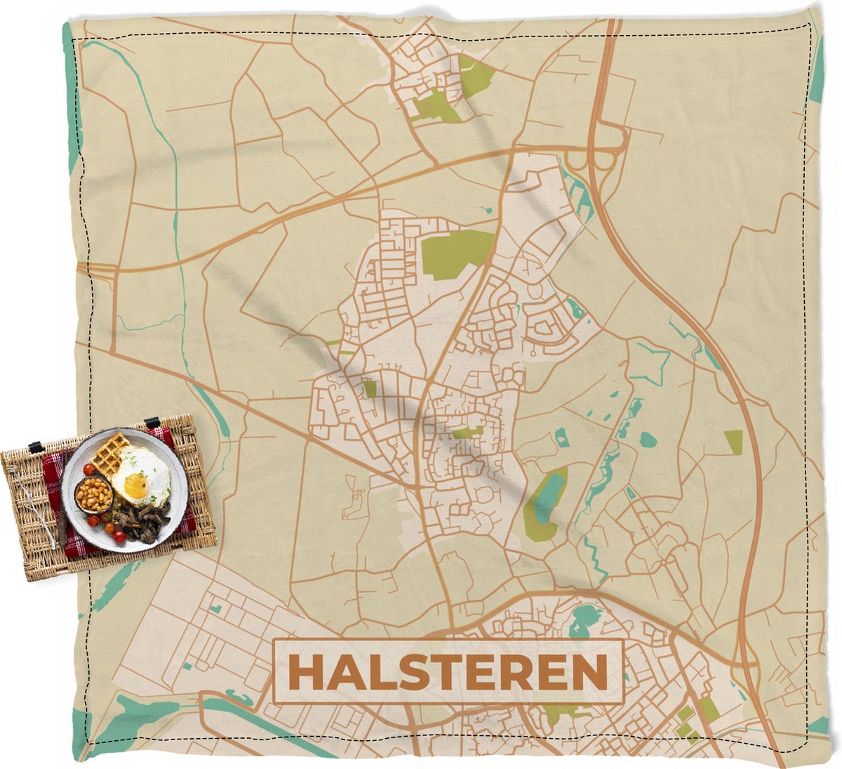 Picknickkleed - Buitenkleed - Plattegrond - Halsteren - Kaart - Vintage ...