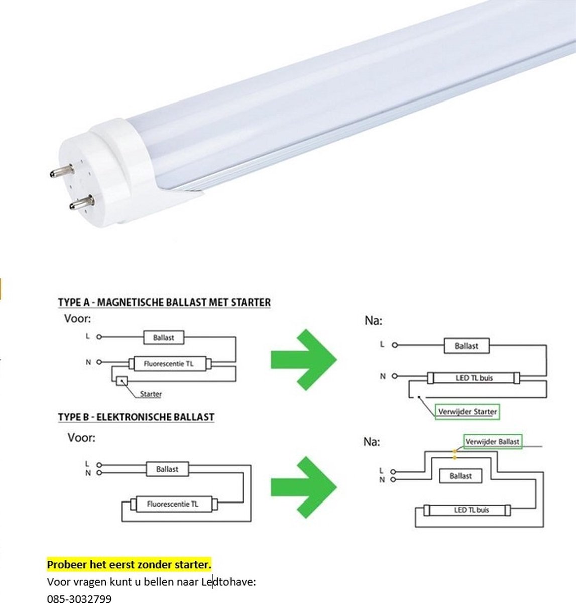 Tube LED fluorescent blanc pur - 24 Watt - 150 cm | bol.com