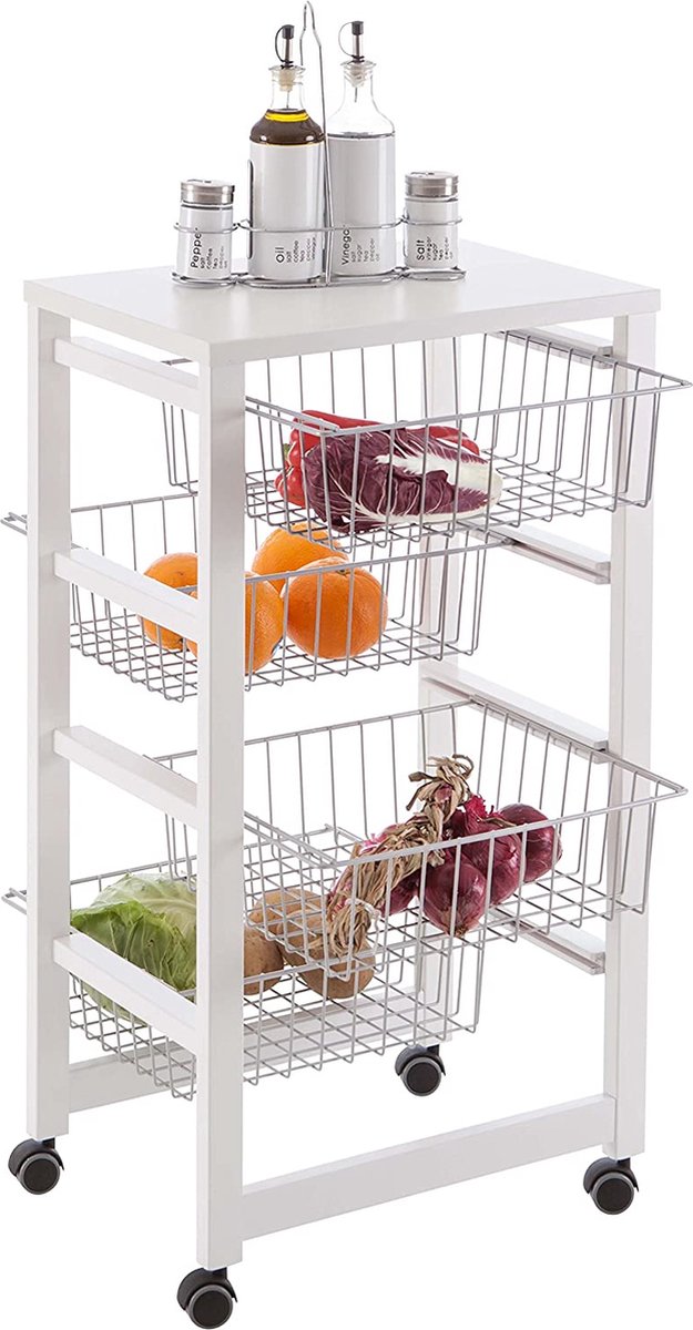 Premium Keukentrolley – keuken planken - Opberg Trolley op wielen – met ...