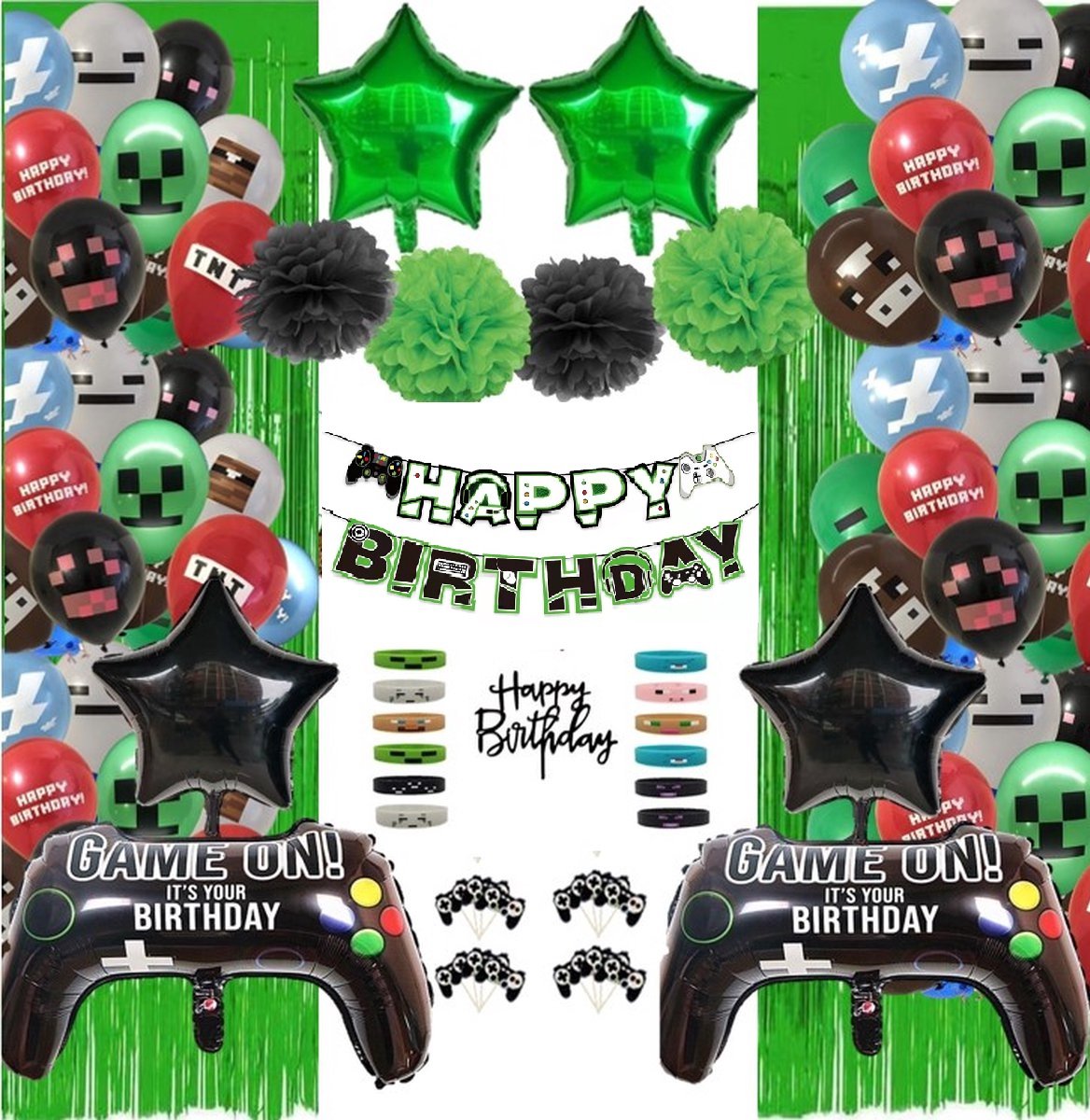 103 Stuks Pixel Video Game Verjaardag Versiering – Miner Thema ...