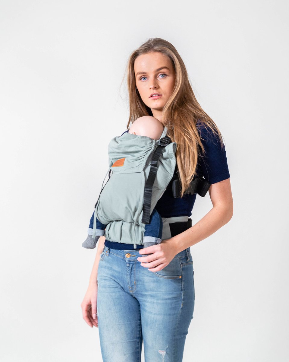 ByKay - Draagzak - Click Deluxe - Minty Grey - buik - rug - heup | bol.com