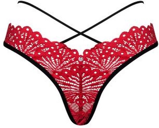 Mettia Sexy Kanten String - Zwart/Rood | bol