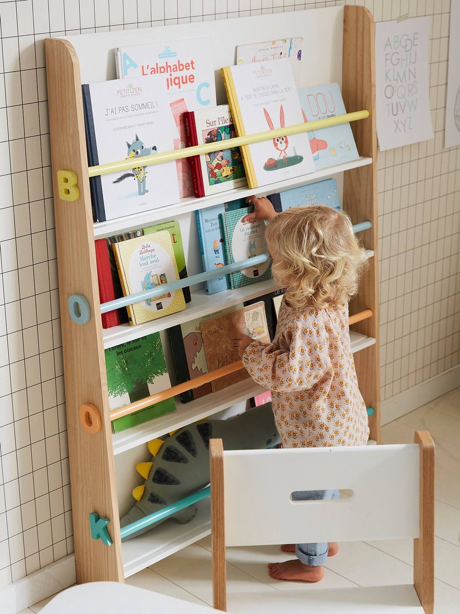 Hout Kinderboekenrek op de Muur 4 laags - 81cm×110cm×14cm - Wandkast ...