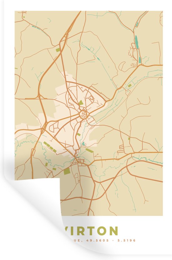 Stickers muraux - Carte - Rétro - Vintage - Virton - Carte - Plan de ...