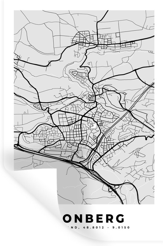 Muurstickers - Kaart - Duitsland - Leonberg - Plattegrond - Stadskaart ...