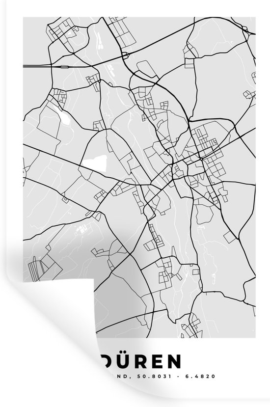 Muurstickers - Sticker Folie - Plattegrond - Duitsland - Düren - Kaart ...