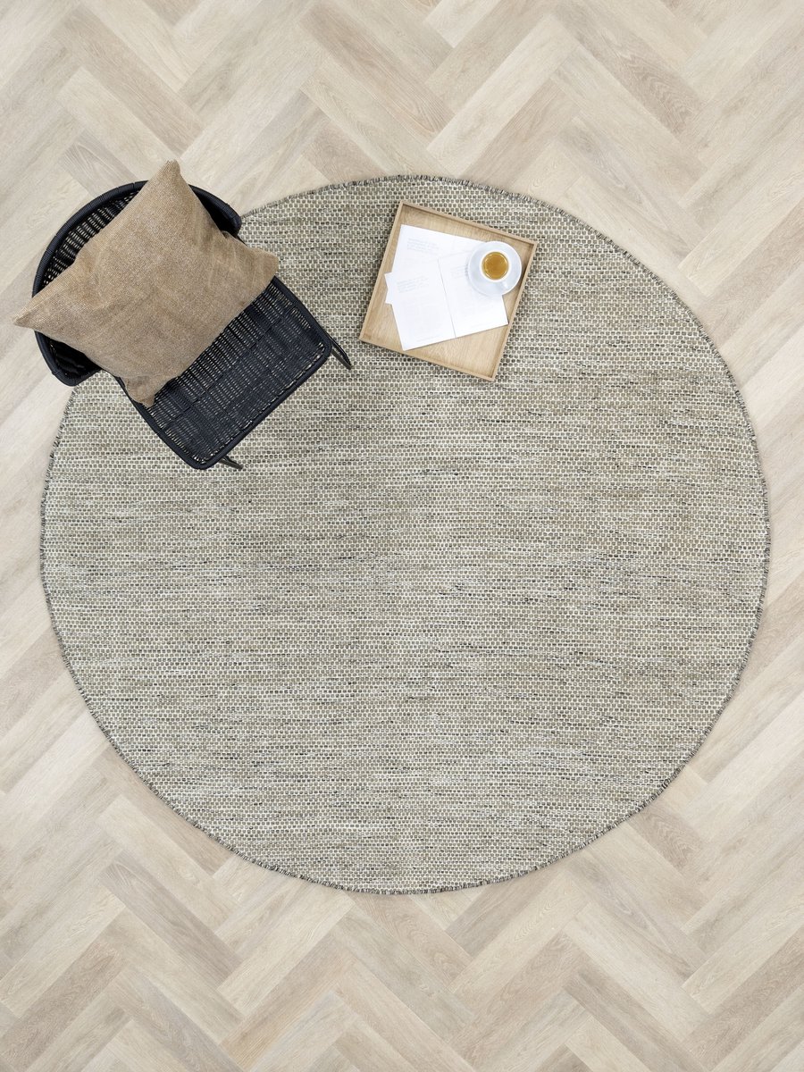 MOMO Rugs Teppe Grey White Rond Vloerkleed - 200 cm rond - Rond ...