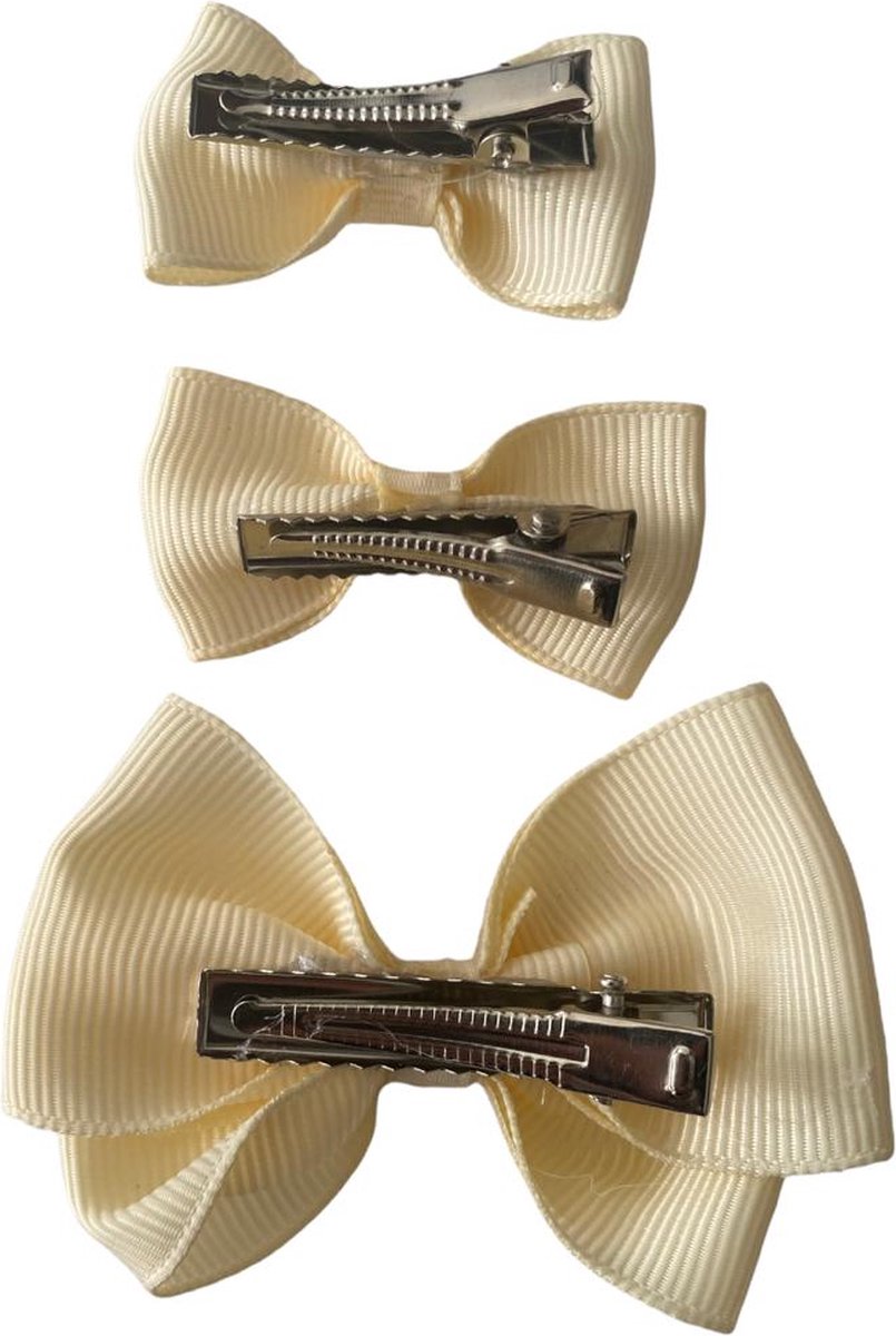 Haarstrik - Haarclip met Strikjes - Beige - Set 3 Stuks (255) | bol.com