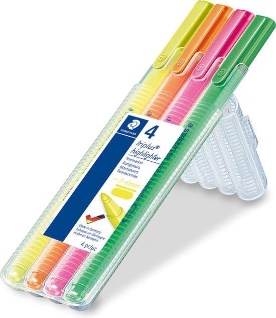 STAEDTLER triplus textsurfer - driekantige tekstmarker - Box 4 kleuren ...