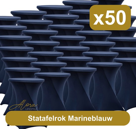 Statafelrok marineblauw 80 cm - per 50 - partytafel - Alora tafelrok voor statafel -... | bol