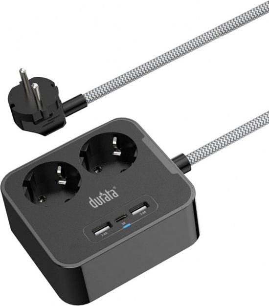 Durata Multi oplader 15W met 2 x USB-A / 1 x USB-C / 2 x Stopcontact ...