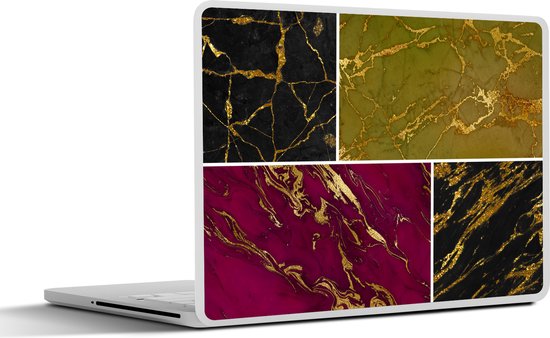 Laptop sticker - 13.3 inch - Marmer print - Gold - Collage - 31x22,5cm ...