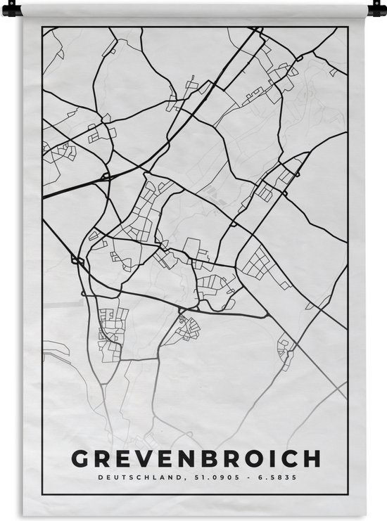 Wandkleed - Wanddoek - Grevenbroich - Plattegrond - Kaart - Stadskaart ...