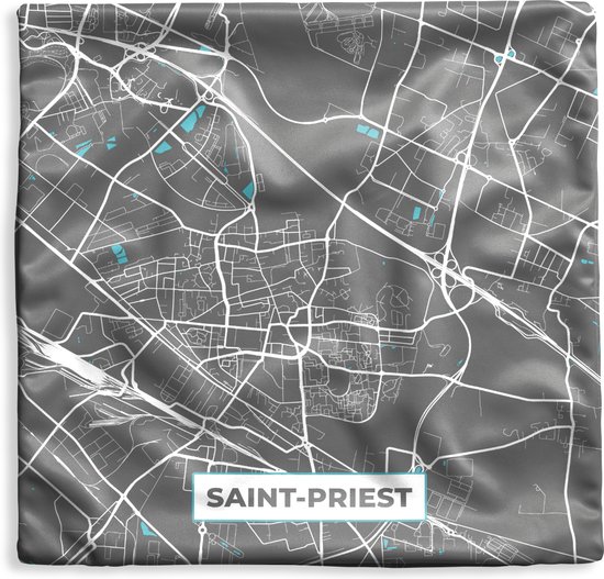 Kussenhoes 40x40 cm - Saint-Priest - Frankrijk - Plattegrond - Kaart ...