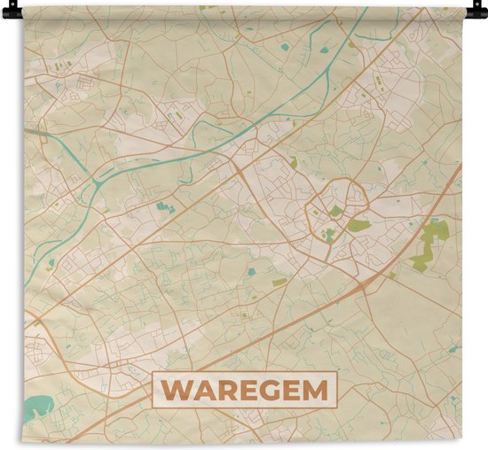 Wandkleed - Wanddoek - Plattegrond - Vintage - Kaart - Stadskaart ...
