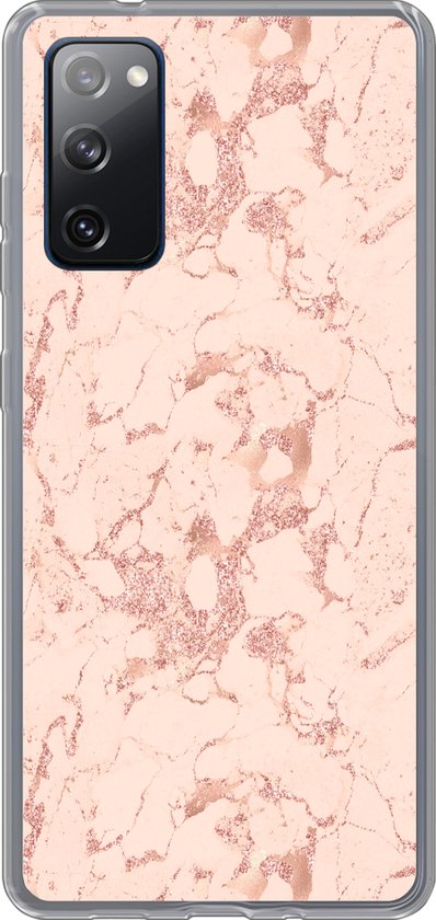 Telefoonhoesje Geschikt voor Samsung Galaxy S20 FE hoesje - Marmer print - Rose goud -... | bol