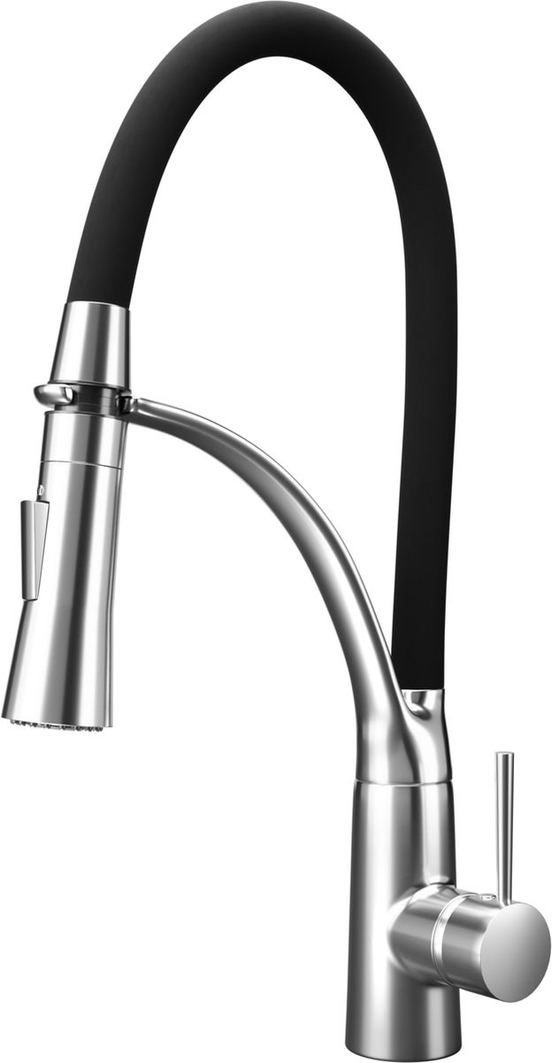 Keukenkraan - flexibele uitloop - eengreeps - zwart chroom | bol.com