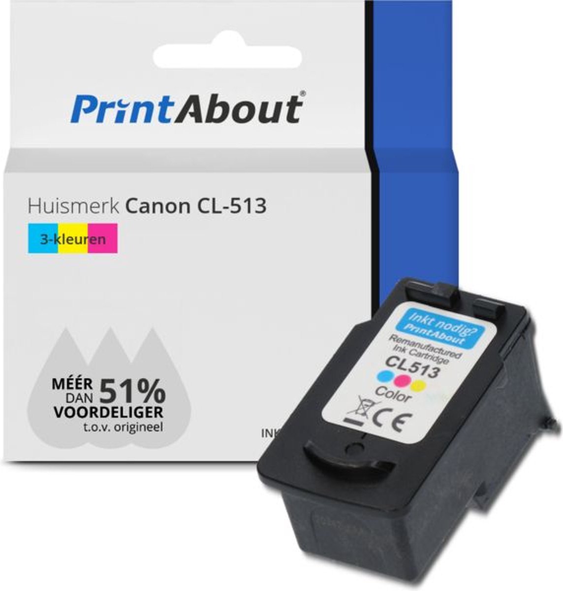 Huismerk Canon CL-513 Inktcartridge 3-kleuren Hoge capaciteit | bol.com