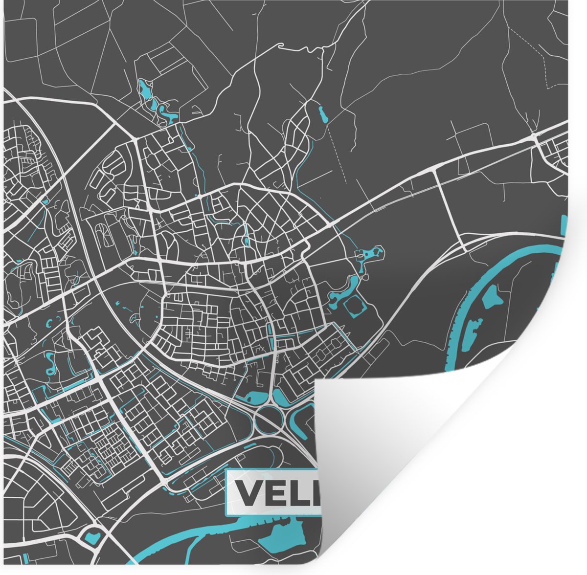 Muurstickers - Plattegrond - Stadskaart - Velp - Kaart - 50x50 cm ...