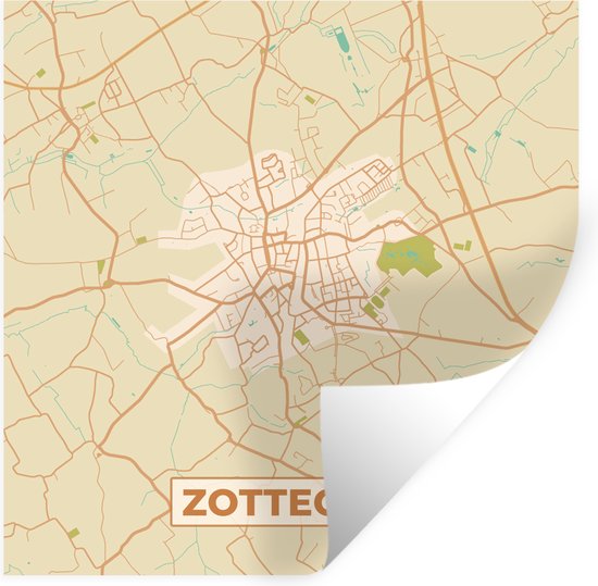 Muurstickers - Kaart - Retro - Plattegrond - Zottegem - Stadskaart ...