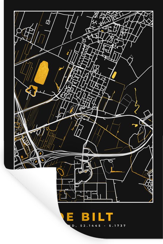 Muurstickers - Sticker Folie - Plattegrond - Stadskaart - De Bilt ...