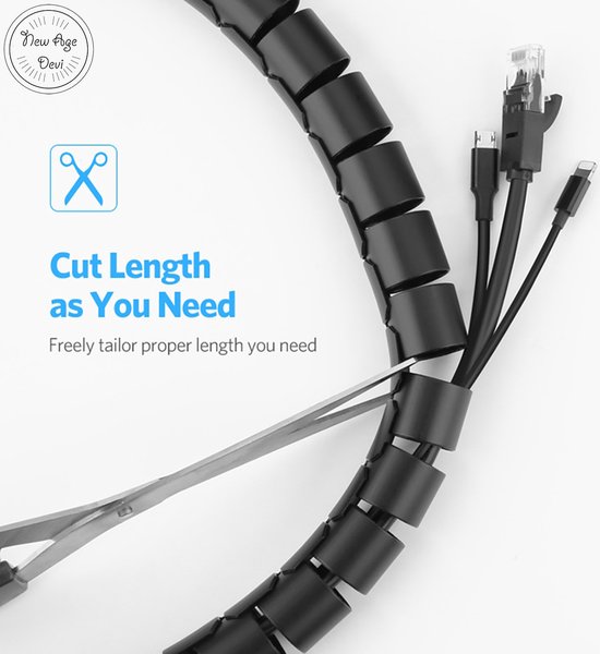 Spiraalslang - Kabelslang - Kabels opbergen - Zwart - 2M - 16MM ...