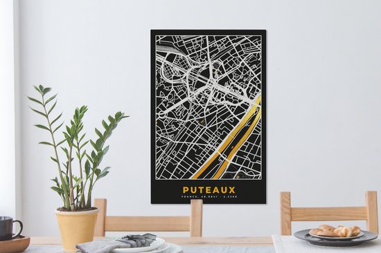 Toile Peinture Carte - Plan de Ville - Plan - Puteaux - France - 40x60 ...