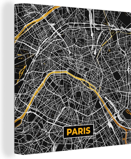 Canvas Schilderij Frankrijk – Paris - Kaart – Plattegrond – Stadskaart ...