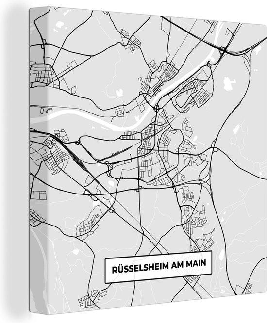 Canvas Schilderij Kaart - Rüsselsheim Am Main - Duitsland - Stadskaart ...