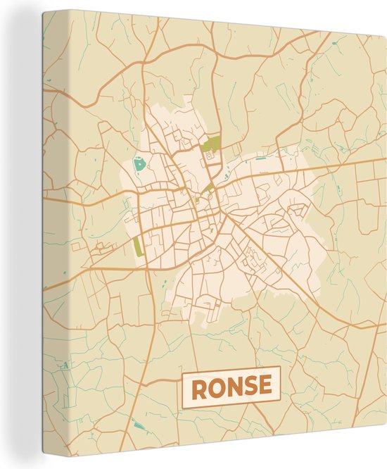 Canvas Schilderij Plattegrond - Stadskaart - Ronse - België - Kaart ...