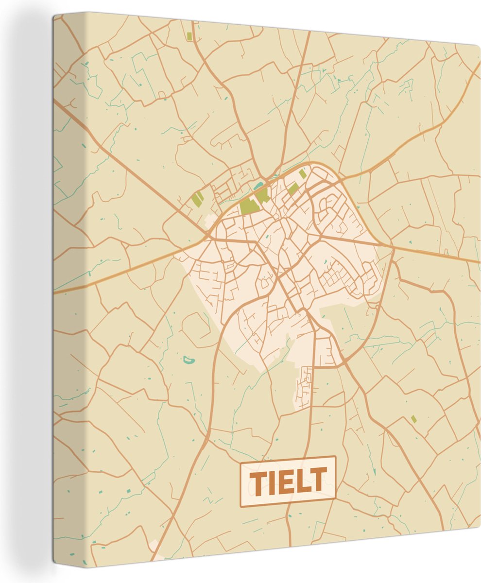 Canvas Schilderij Vintage - Kaart - Stadskaart - Plattegrond - Tielt ...