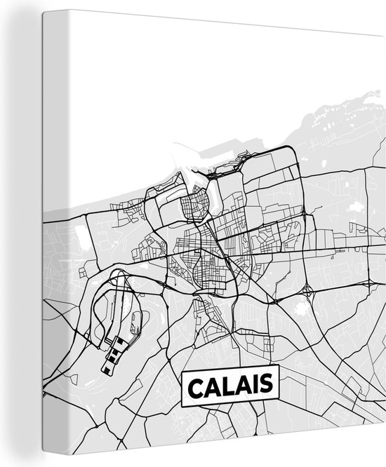 Canvas Schilderij Plattegrond - Kaart - Stadskaart - Frankrijk - Calais ...