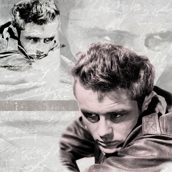 Poster / Papier - Filmsterren / Retro - James Dean / Collage in wit ...