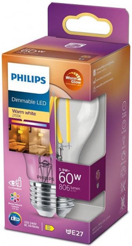 Philips LED Lamp E27 7W Peer Dimbaar | bol.com