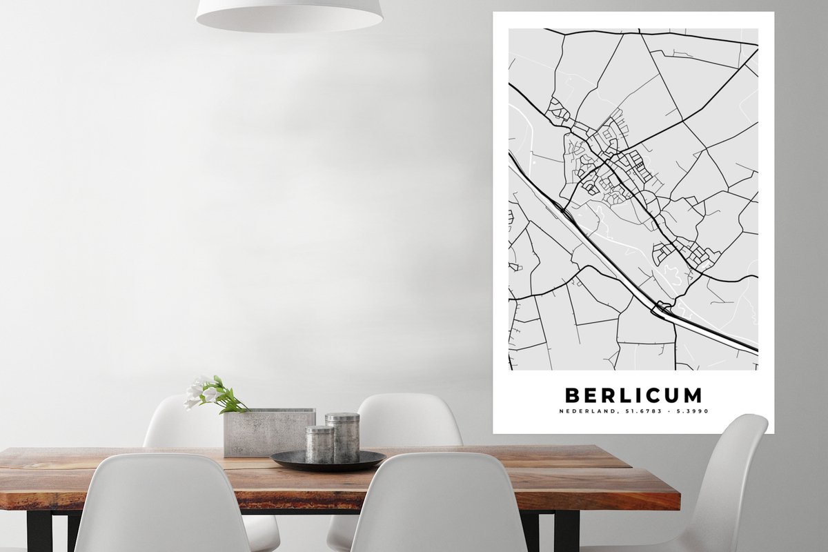 Poster Kaart - Plattegrond - Berlicum - Stadskaart - 80x120 cm | bol.com