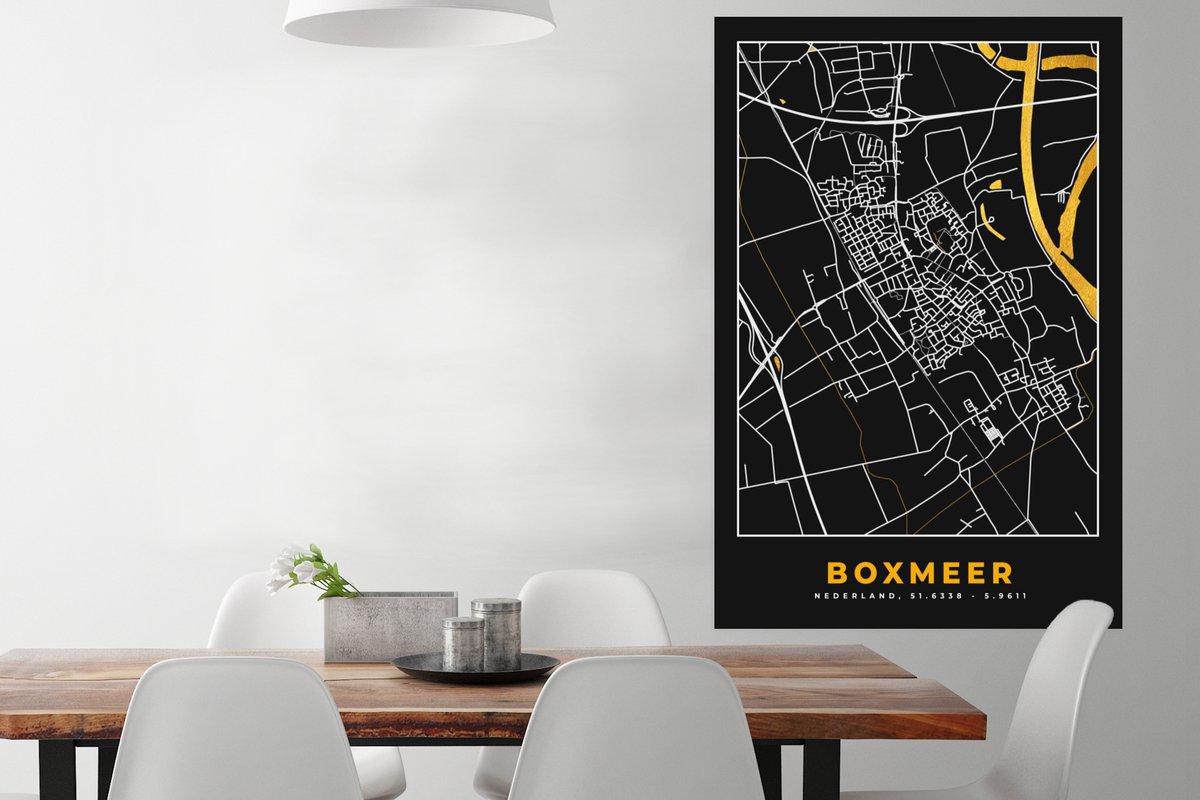 Poster Plattegrond - Boxmeer- Kaart - Stadskaart - Goud - 80x120 cm ...