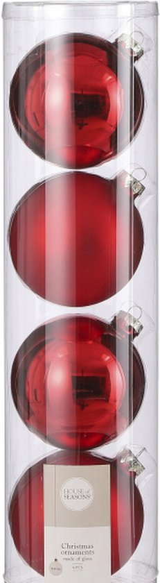 kerstbal 10 cm glas rood 4 stuks | bol.com