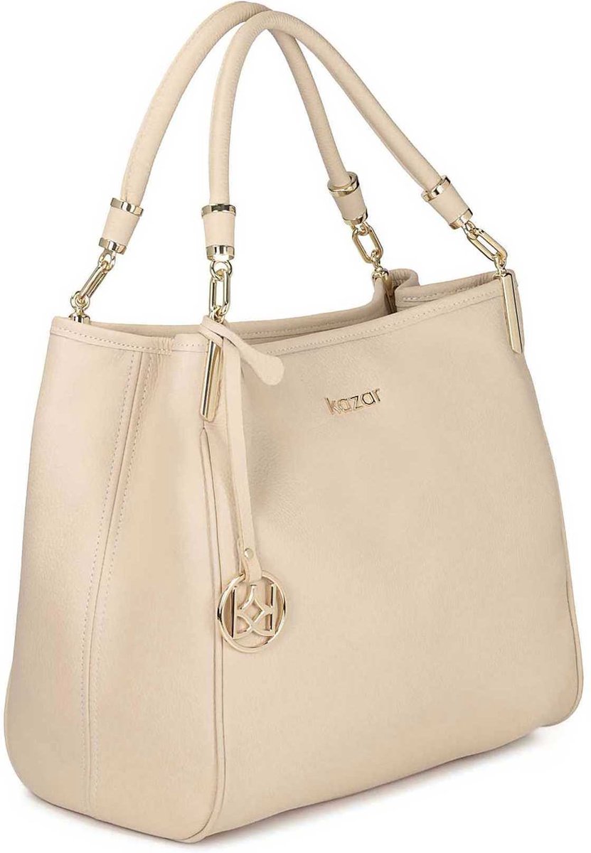Sac volumineux en cuir de couleur beige neutre | bol.com