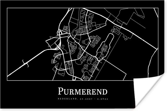 Poster Plattegrond - Purmerend - Kaart - Stadskaart - 90x60 cm | bol