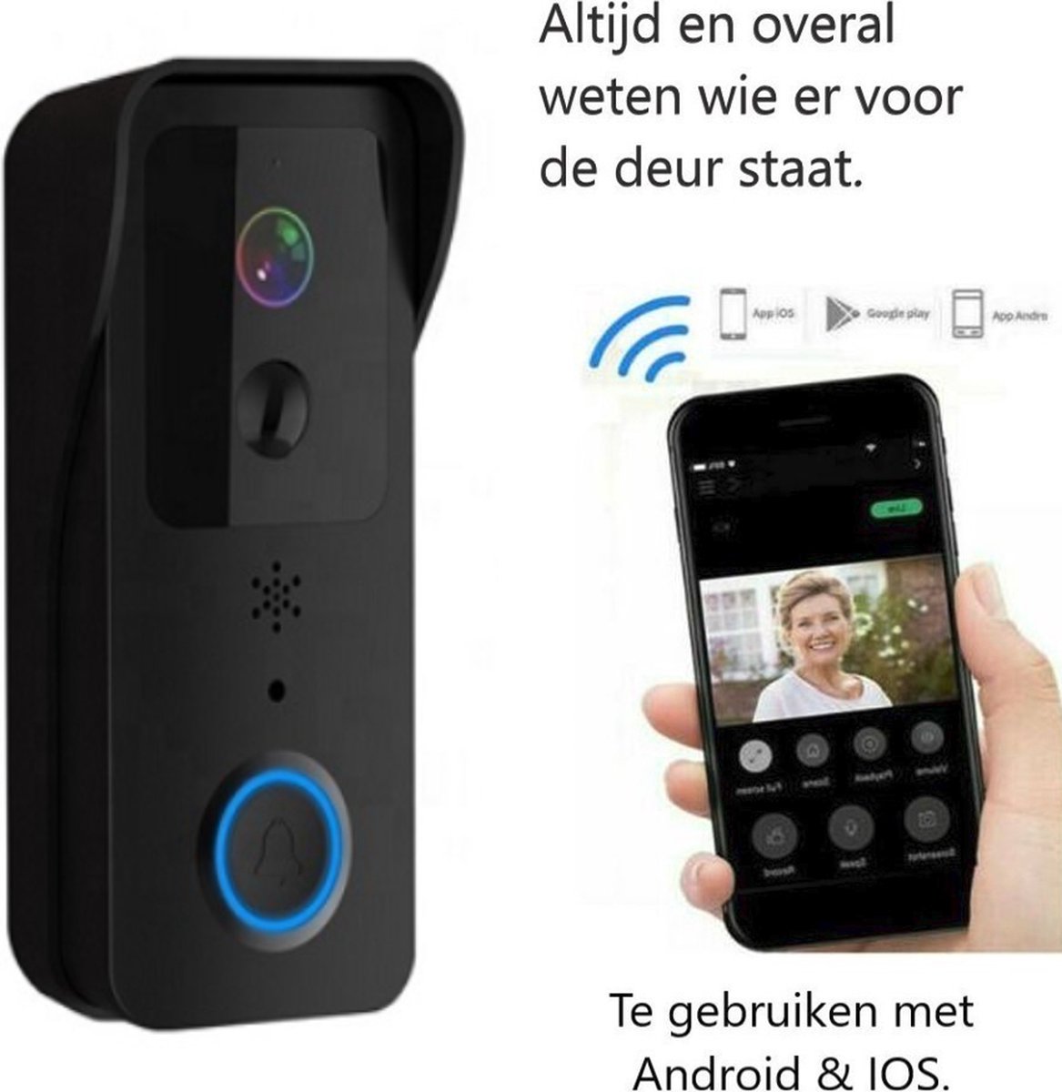 Living Needs Draadloze Deurbel – HD Video Deurbel – Deurbel met Camera ...