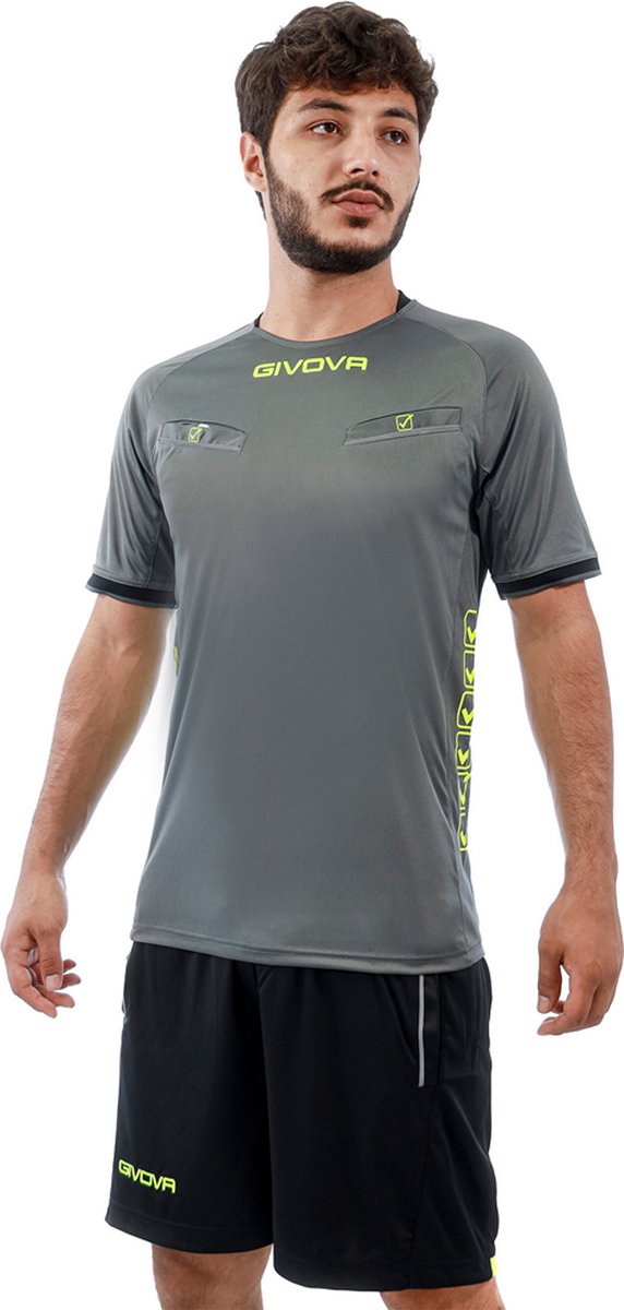 Scheidsrechters tenue compleet met sokken, Givova KIT FLAG, Grijs/Zwart ...