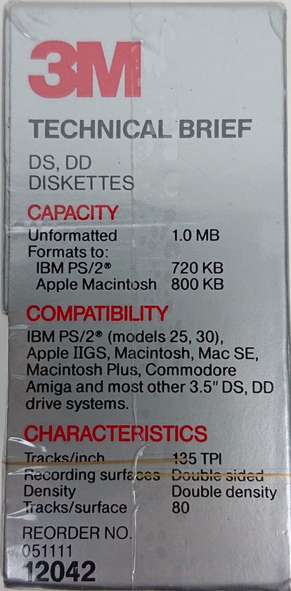 3M Double Density 3.5 inch diskettes 1.0 MB DS, DD | bol