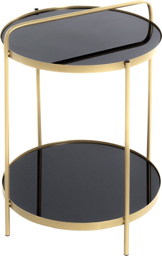 HakuShop Bijzettafel - Goud & Zwart - Metaal - Met handgreep ...