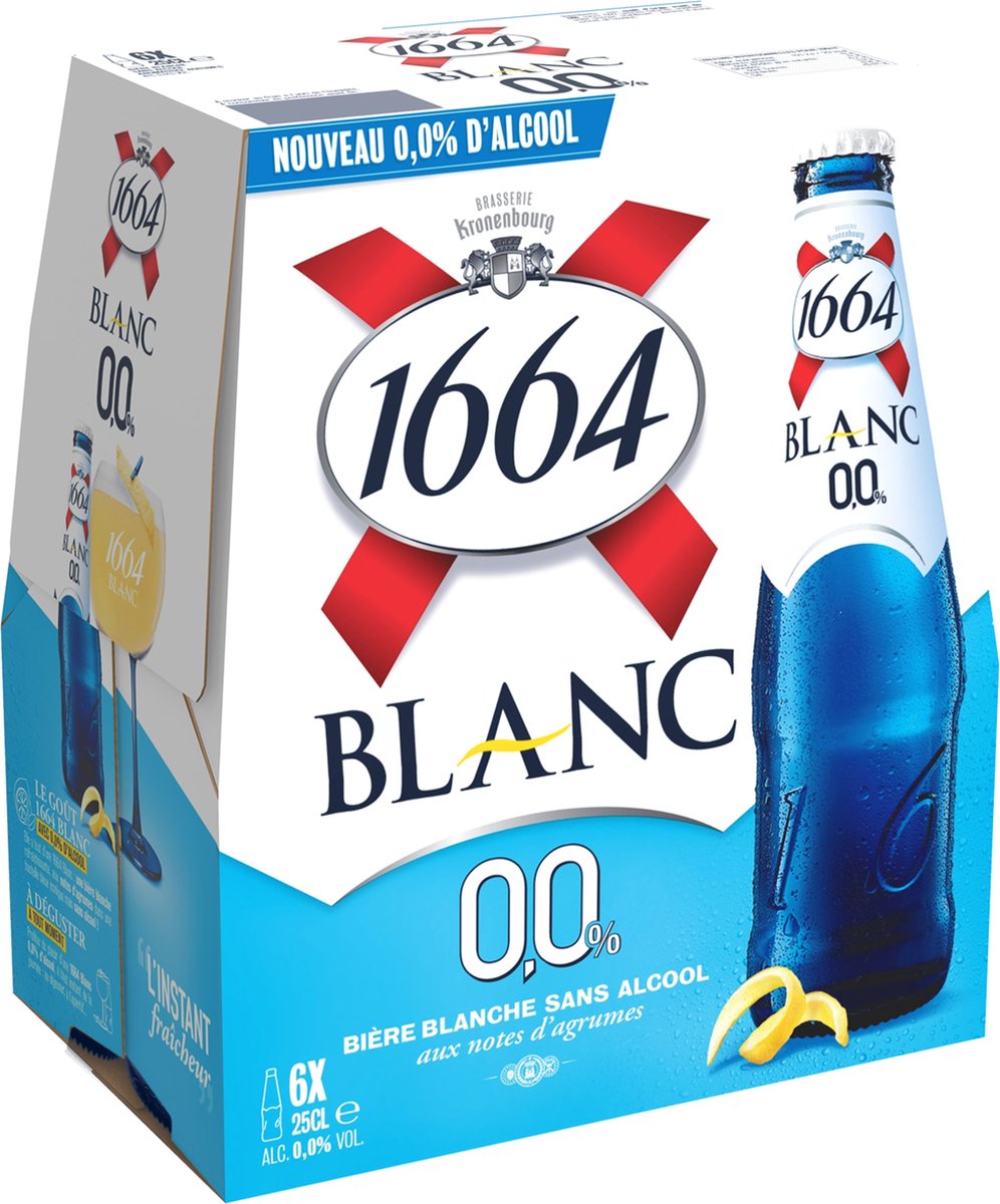 Kronenbourg 1664 Blanc 0.0 Alcoholvrij Bier Witbier 25cl Doos 24 ...