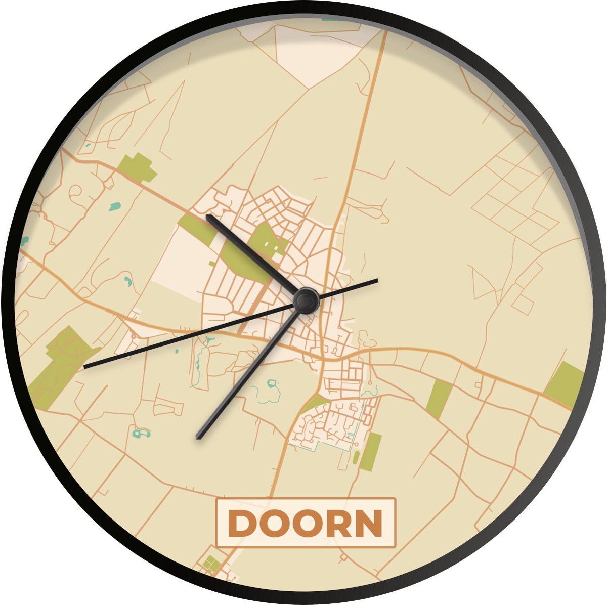 Klok - Ø 30 cm - Stadskaart - Doorn - Plattegrond - Kaart - Zwart ...