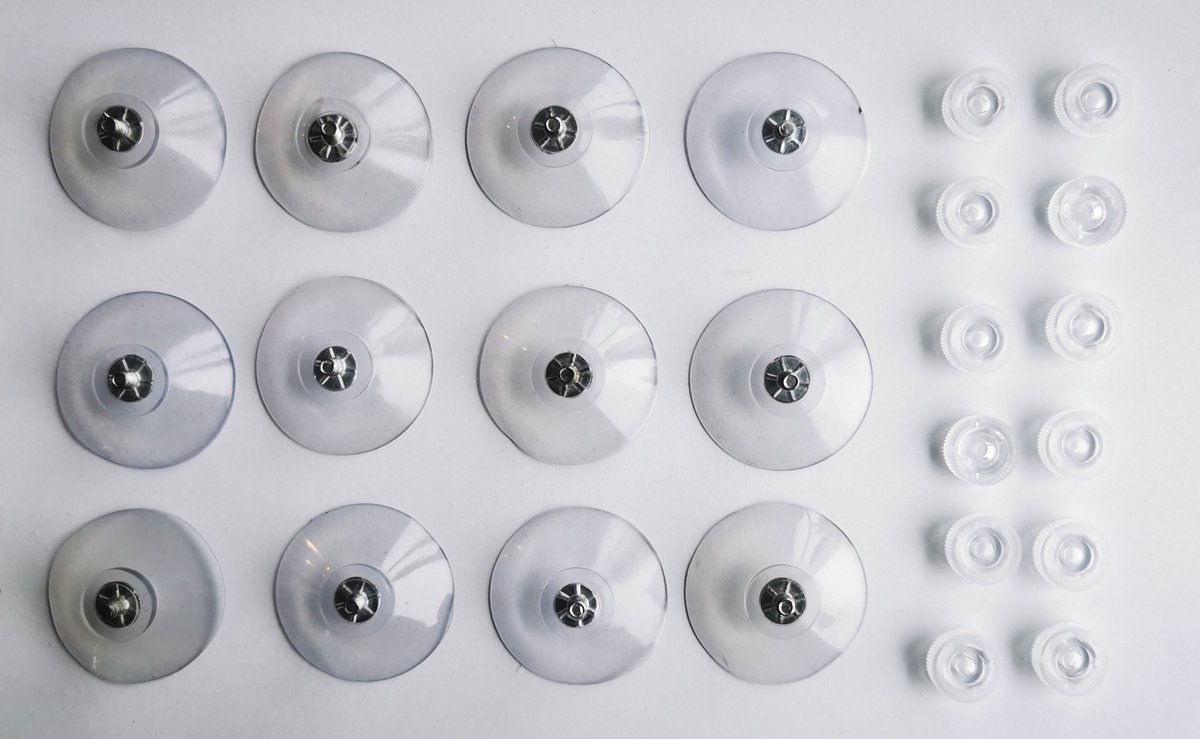 12 x Zuignappen 37,5mm – 10mm schroefdraad - transparante moer | bol