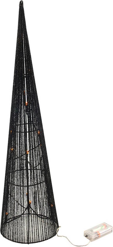 2x stuks kerstverlichting figuren Led kegel kerstboom lamp 60 cm zwart met 15 lampjes... | bol.com